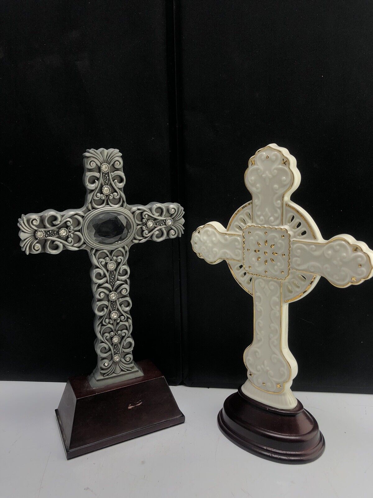 Celtic Ceramic Cross Gold Accents Holly Holiday Royal Limited Wooden B ...