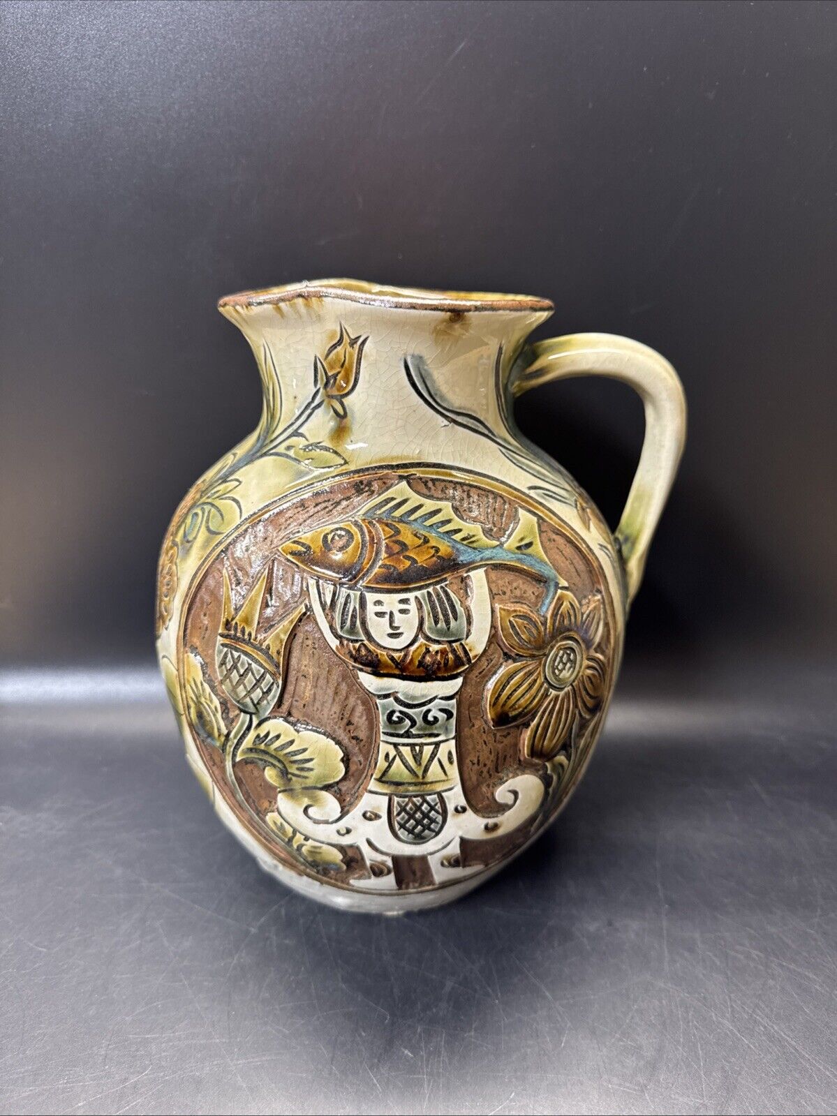 Vintage Original Japanese Pottery Pitcher 9.5” Tall – Treasures1906