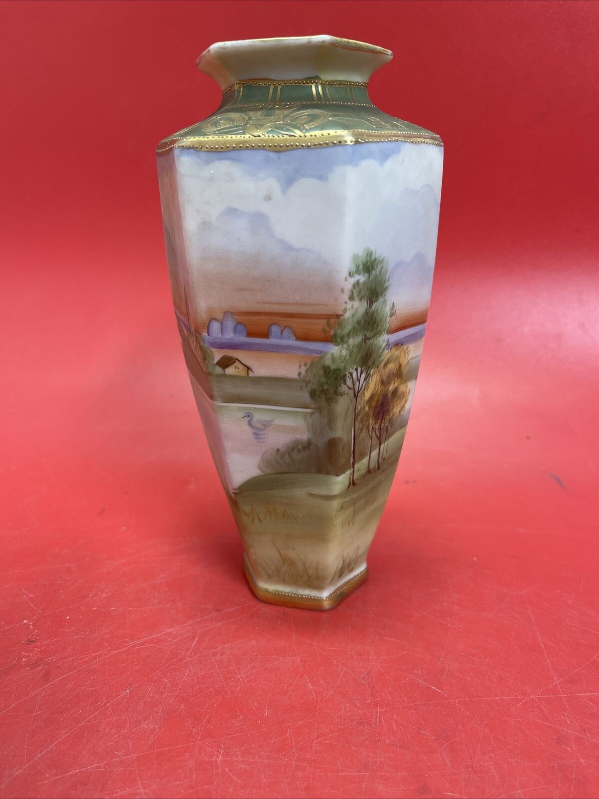 Antique Nippon Morimura Hexagonal Landscape Vase 7.75" – Treasures1906