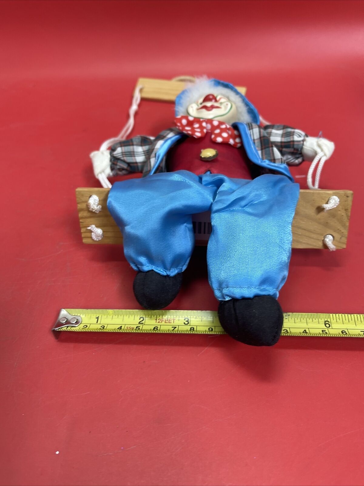 Clown Marionette Puppet With Porcelain Face On Swing 9” Figure ...
