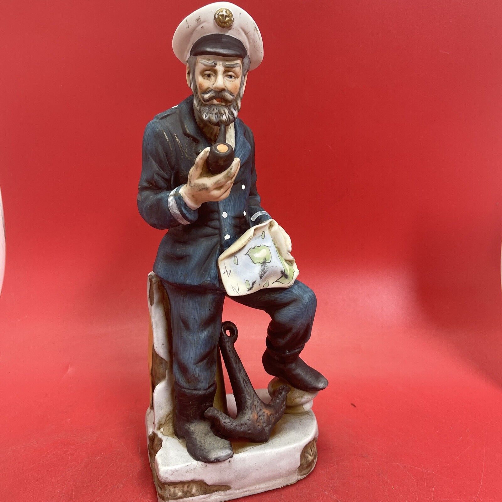 Vintage Bisque Porcelain Sea Captain with Map and Pipe Figurine - 14 ...