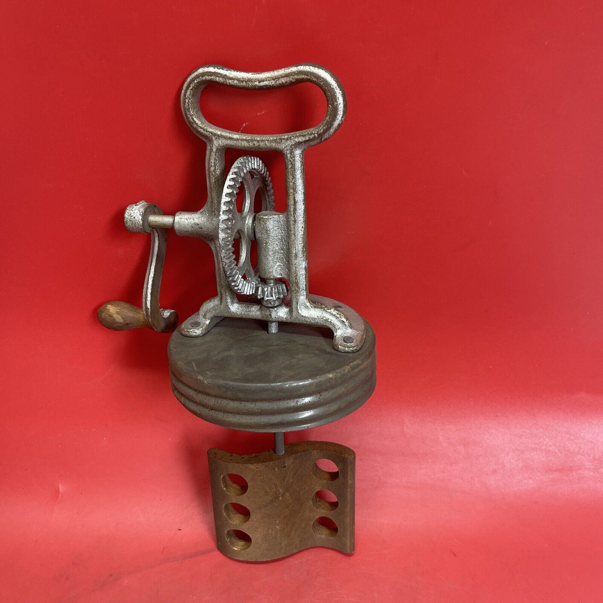 Vintage large hand crank wood handle & paddle butter churn no glass bo ...