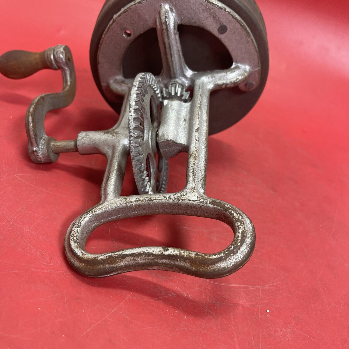 Vintage large hand crank wood handle & paddle butter churn no glass bo ...